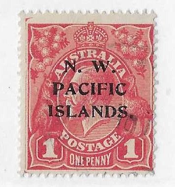 North West Pacific Islands Sc #12 1p red with vertical line at left ...