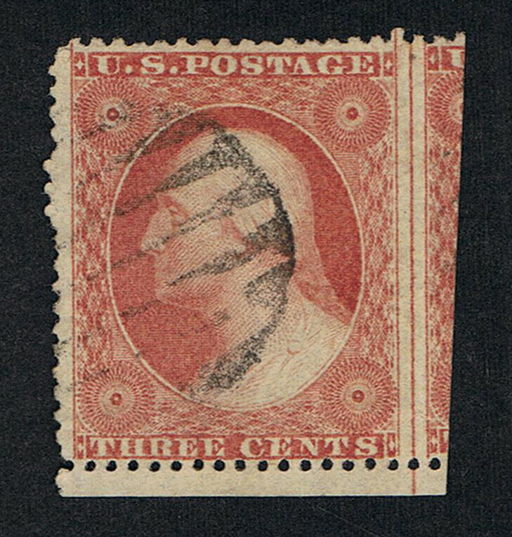 Genuine Scott #26 Used 1857 Dull RED Type -Iii Straddle Margin - Left ...