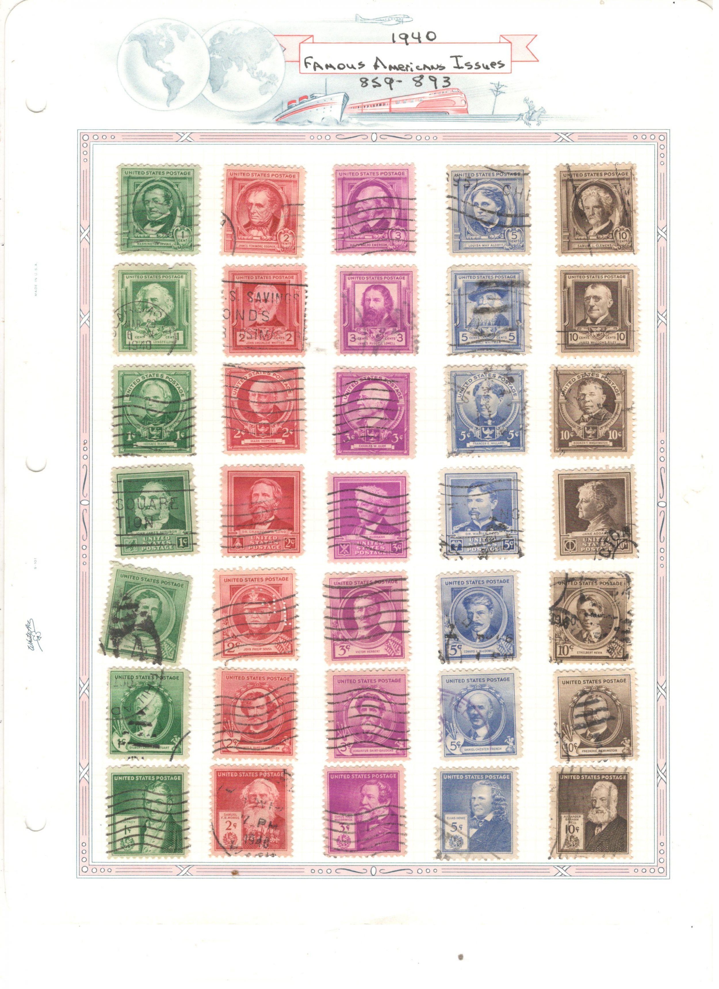 US Scott# 859-893 Famous Americans Complete SET | United States ...