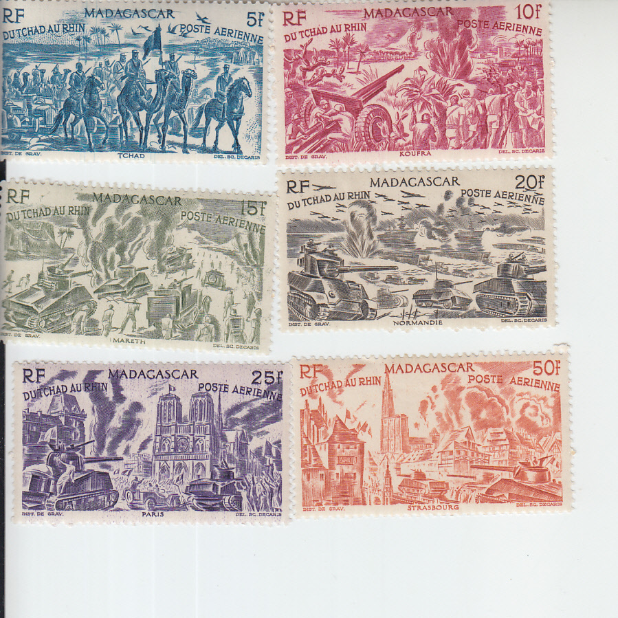 1946 Madagascar Chad to Rhine (Scott C45-50) MLH | Africa - Madagascar ...