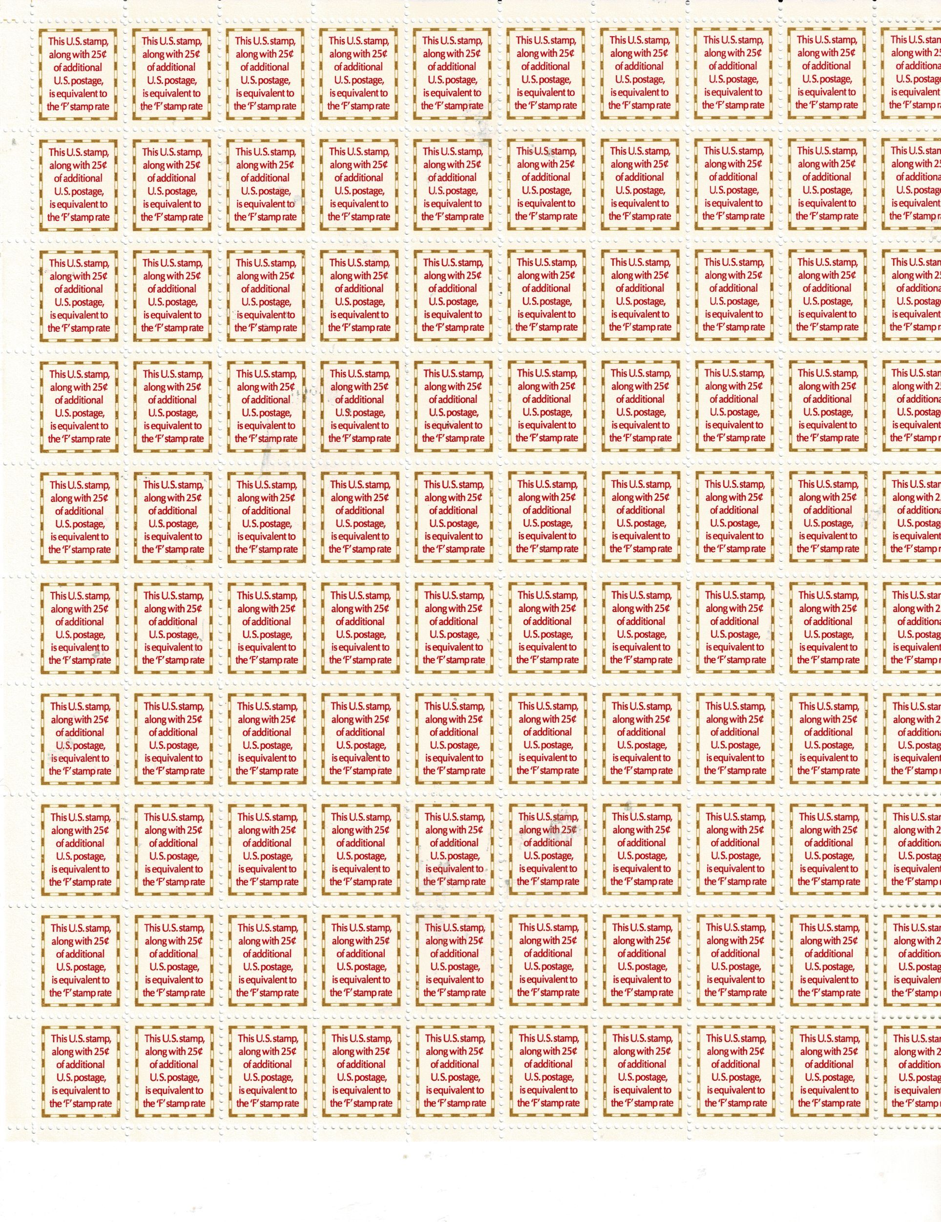 Makeup Rate for F stamp US Postage Sheet #2541 VF MNH | United States ...