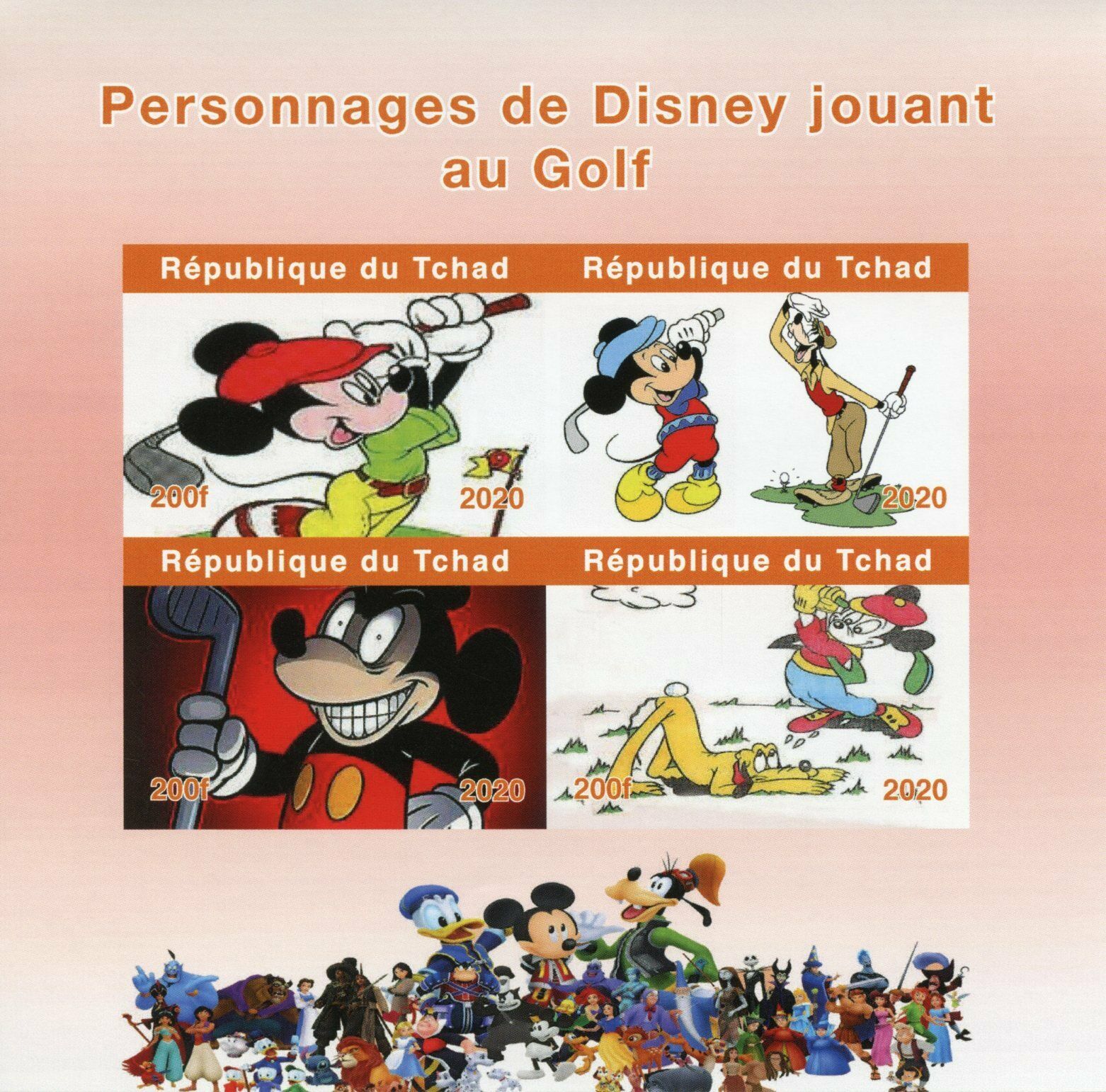 Chad Disney Stamps 2020 MNH Golf Mickey Mouse Goofy Pluto Cartoons 4v ...
