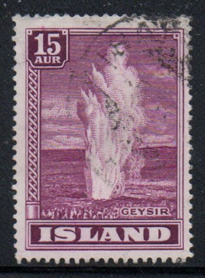 Iceland Sc 203 1938 15 aur deep rose violet Geyser stamp used | Europe ...