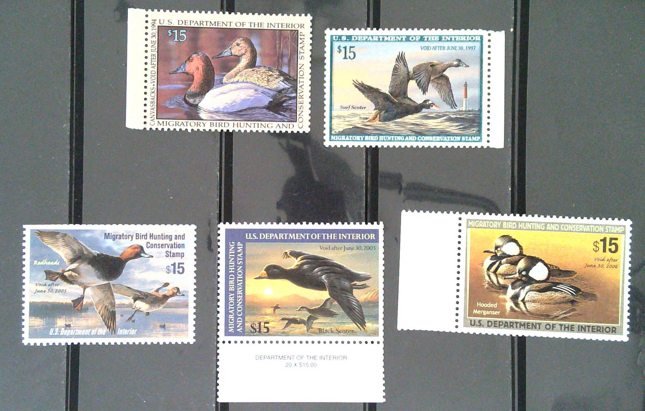 Scott #RW60,RW63,RW66,RW69,RW72 - Hunting Permit Stamps lot - OG - 1993 ...
