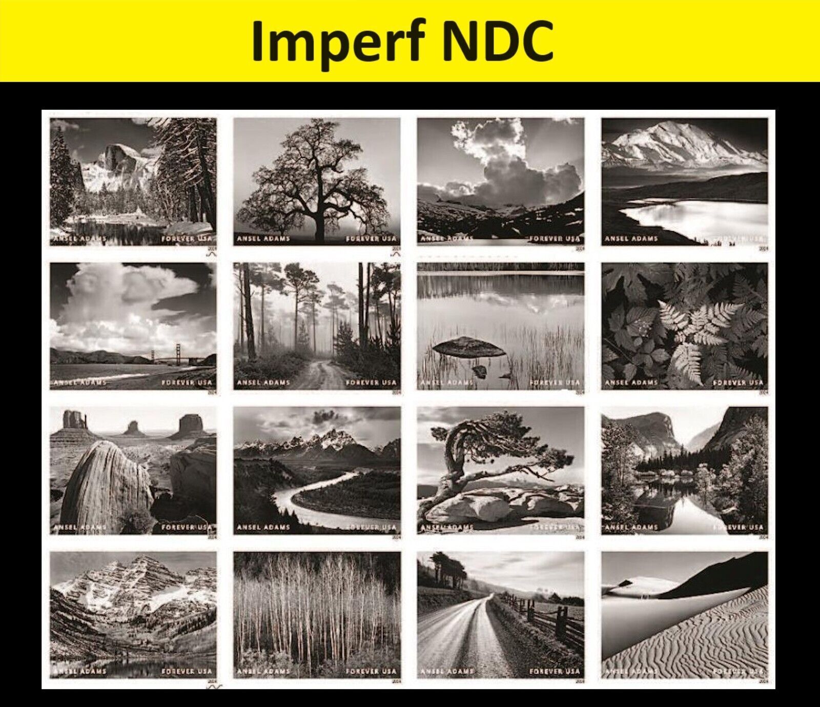 US 5854q Ansel Adams imperf NDC block 16 MNH 2024 after May 25 | United ...
