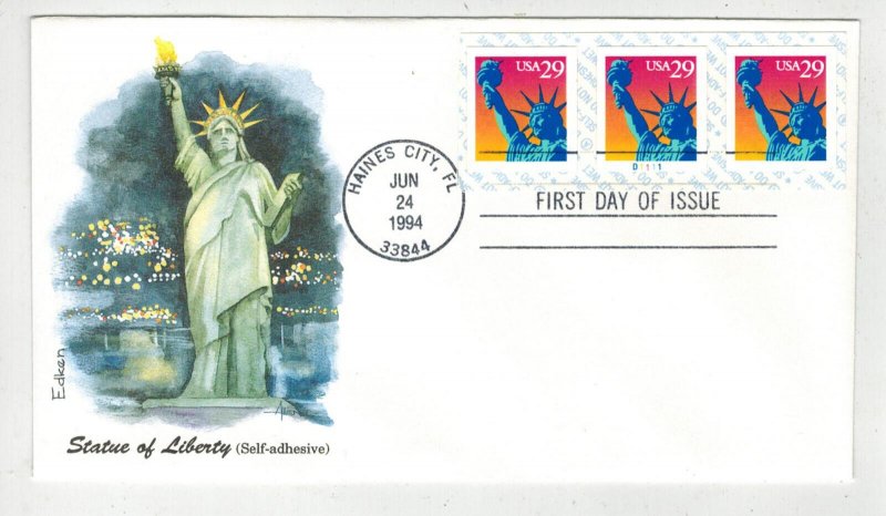 1994 FDC Statue of Lieberty Haines City Florida PNC Plate # Coil B11111 ...