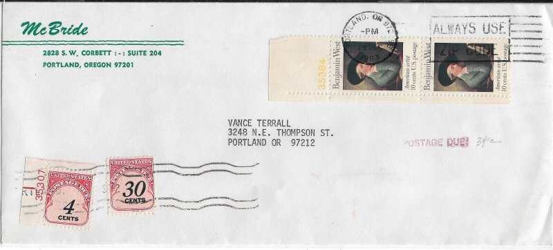 Portland to Portland, Or 1983 w/4c & 30c Postage Due (51548) | United ...