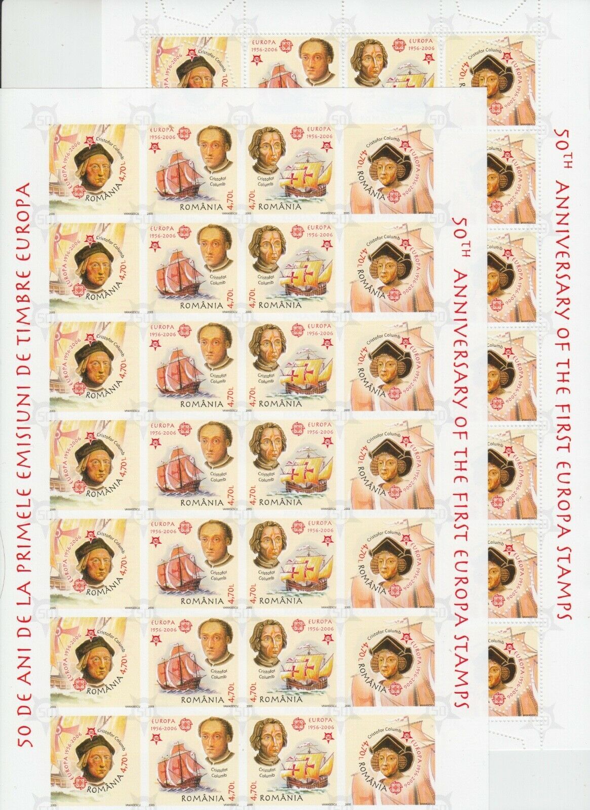 Romania 2005 Stamps Columbus Columb Europe Cept Sheets MNH Ships SEA 14 ...