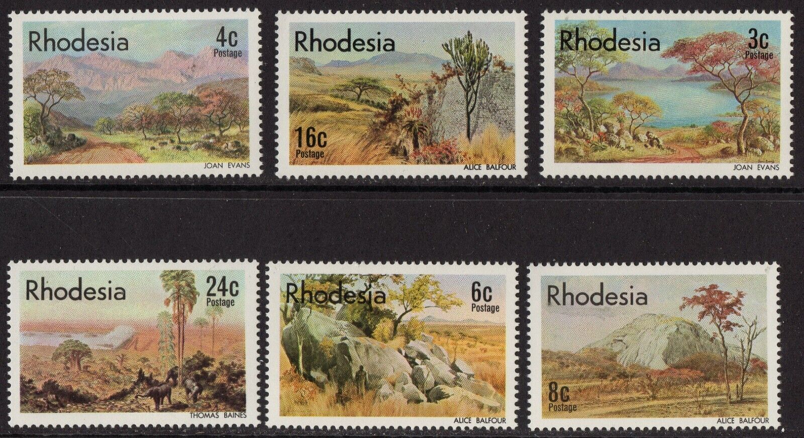 Thematic stamps RHODESIA 1977 LANDSCAPE PAINTINGS 543/8 mint | Africa ...
