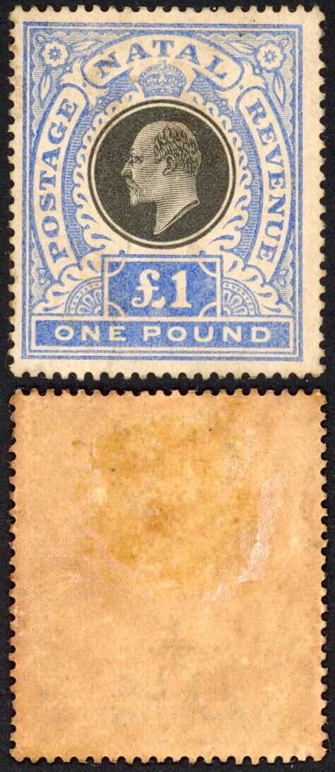Natal SG142 One Pound Postage Revenue Traces of a manuscript Cancel ...