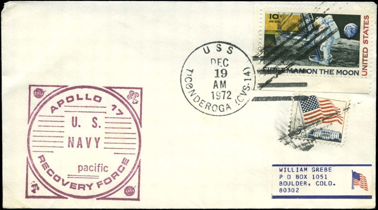 12/19/72 USS Ticonderoga CVS-14 Primary Apollo 17 Recovery Ship Pacific ...