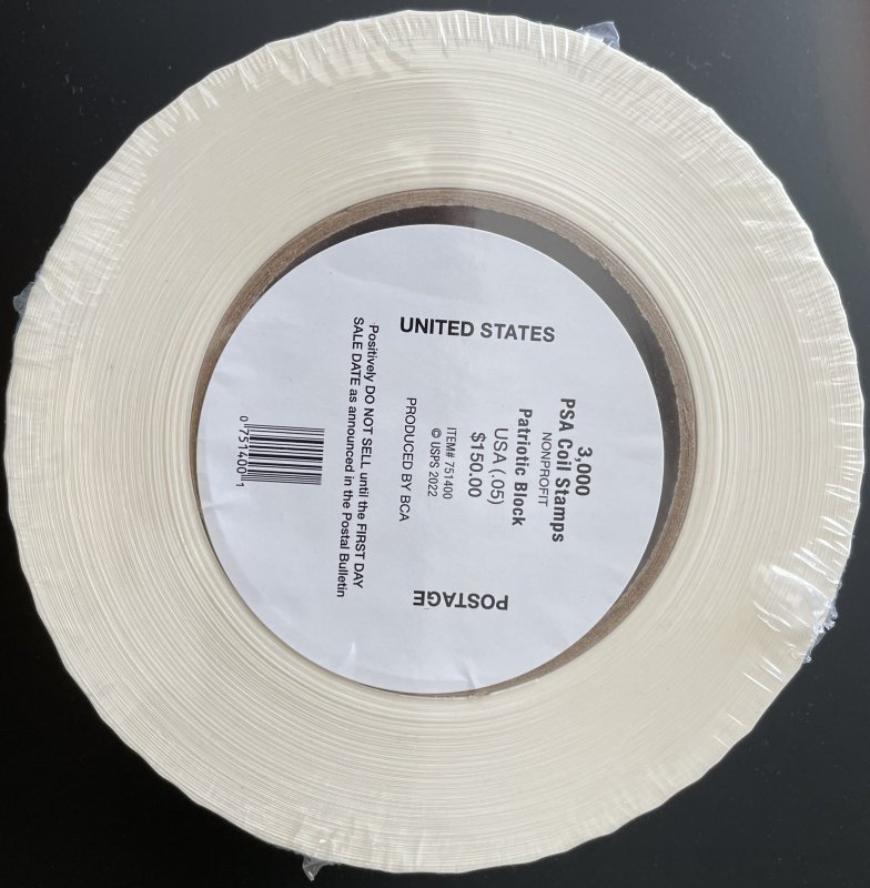 2023 US Stamp - Patriotic Block - COIL Strip of 100 - 3K/10K COIL ...