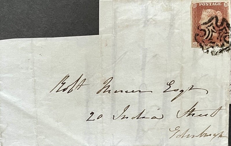 GB QV 1842 Cover Penny RED Imperf ‘Gb’ From Jedburgh to Edinburgh Pmk ...