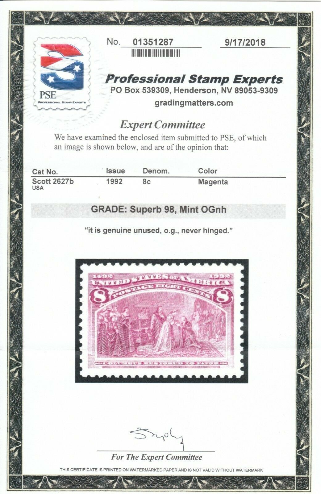 MOstamps - US #2627b Mint OG NH Grade Superb 98 with PSE Cert - Lot ...