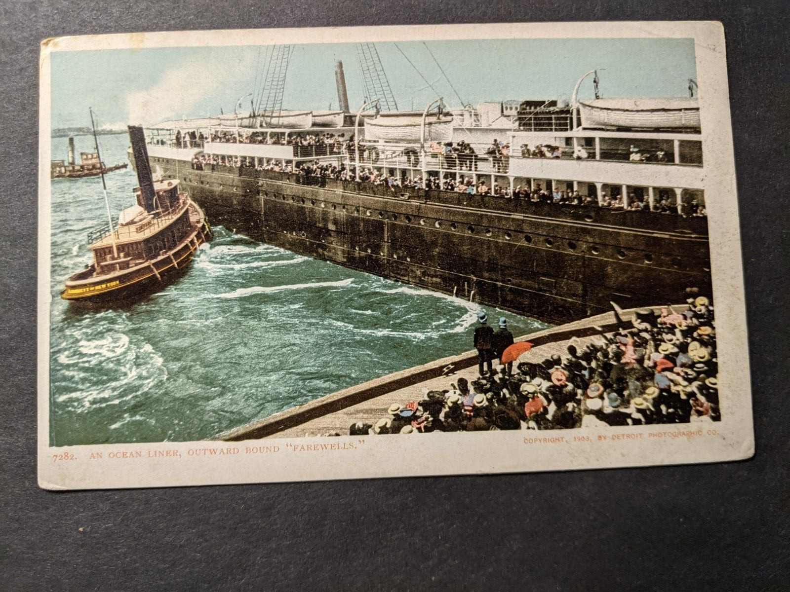 OCEAN LINER & TUGBOAT Naval Postcard 1911 NY to Cleveland, OH | United ...