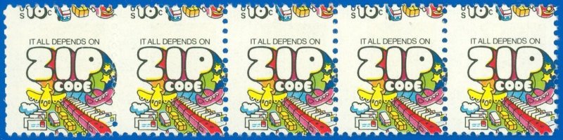 USA EFO, Misperfed Strip/5, Mint-NH, SC #1510, ZIP CODE, Colorful ...