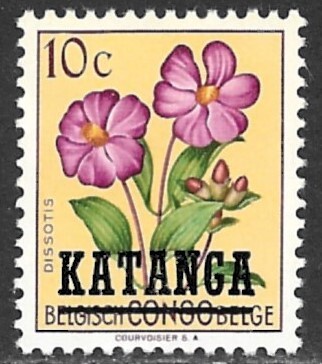 KATANGA 1960 10c Belgian Congo FLOWERS Issue Overprinted Sc 18 MH ...
