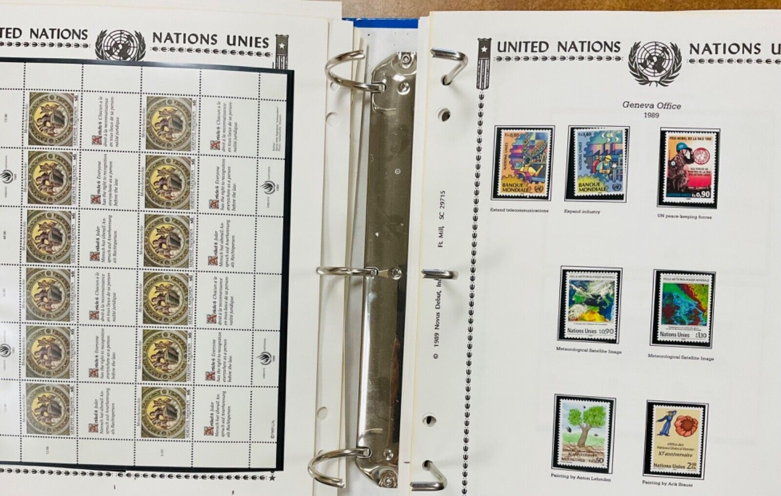 UN stamp collection. 1983- 1993 MNH 1493 different Stamps all 3 Offices ...