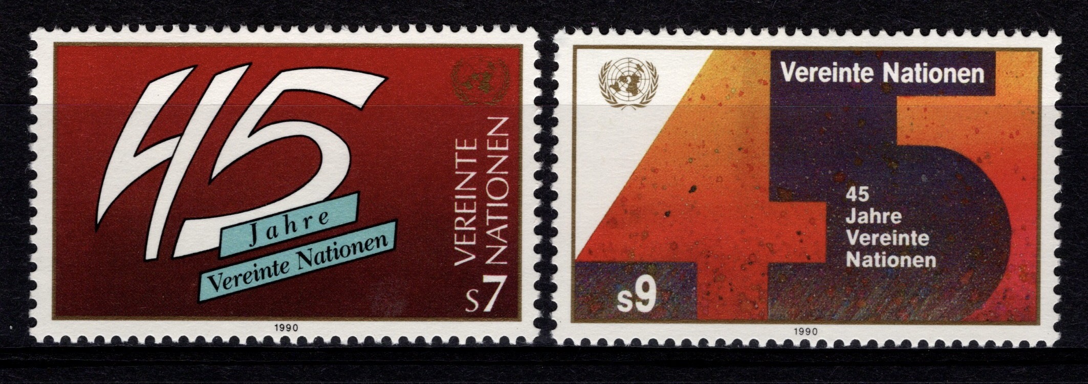United Nations 1990 45th Anniversary of UNO, Set [Mint] | Worldwide ...