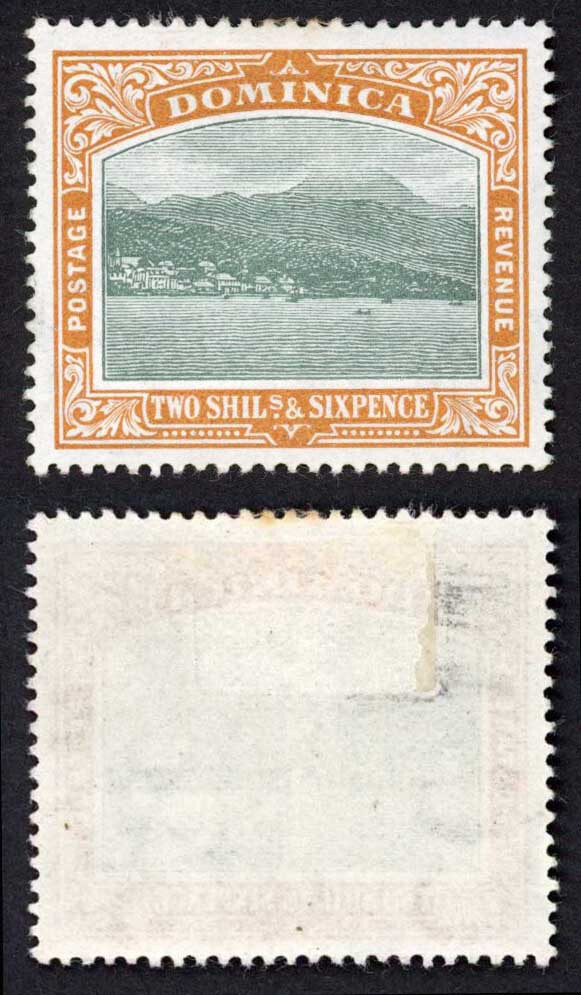 Dominica SG35 2/6 Wmk CC Fresh Colour M/M (toned at top) Cat 30 pounds ...