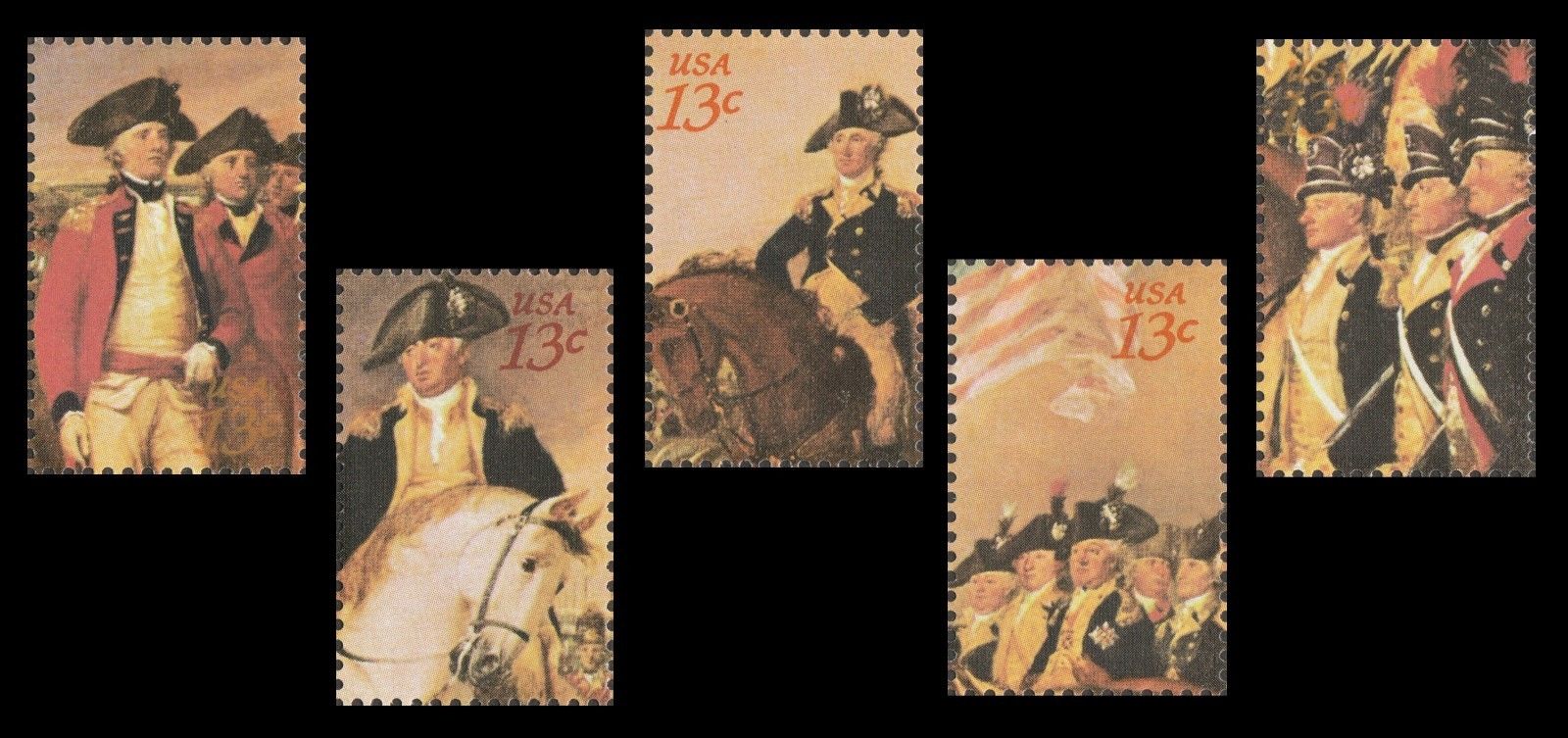 US 1686a-1686e 1686 The Surrender of Lord Cornwalls at Yorktown 13c set ...