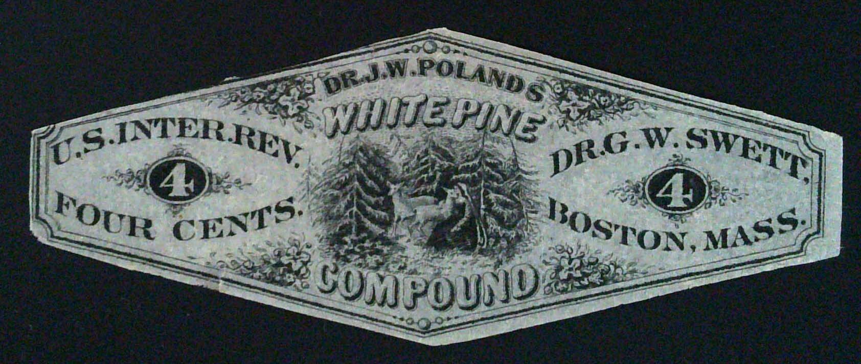 Scott #RS236a - 4c Black, die cut - Old Paper - Thin - Dr.G.W.Swett ...
