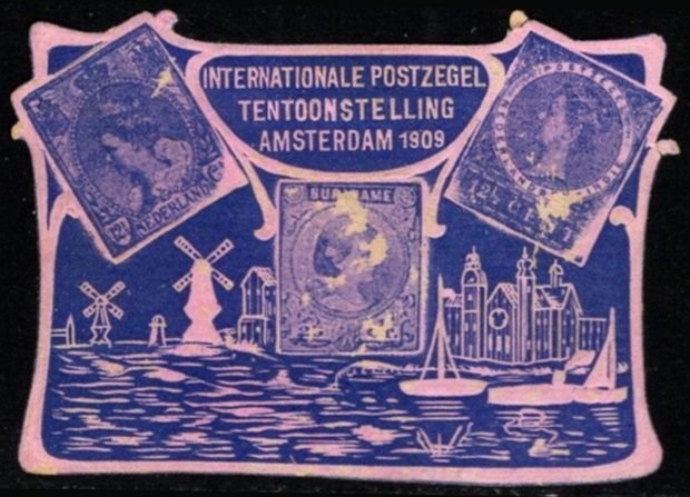1909 Netherlands Poster Stamp International Stamp Exhibition Amsterdam ...