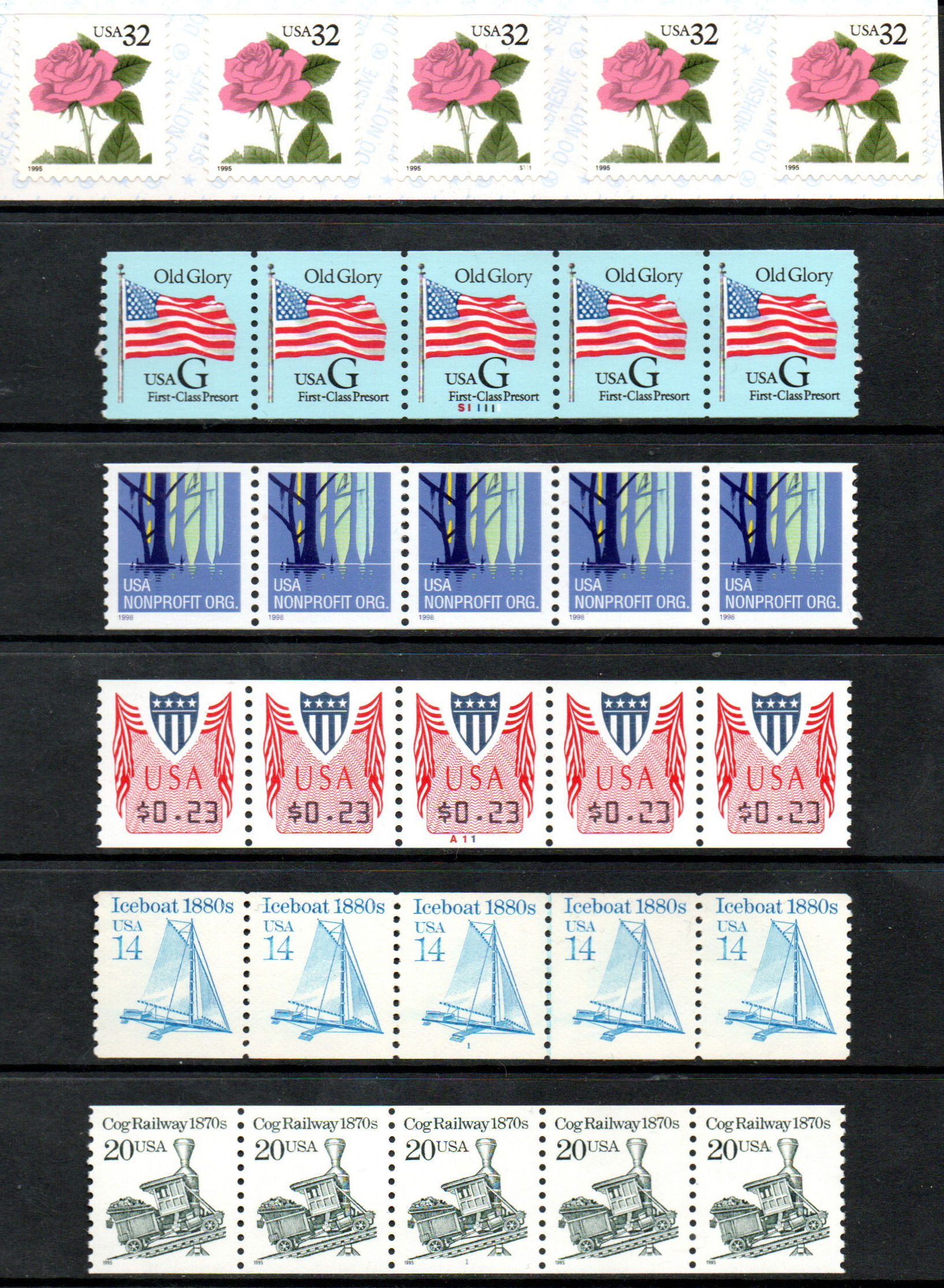 US #2134 // 3207a PLATE NUMBER COILS, 6 different (different types ...