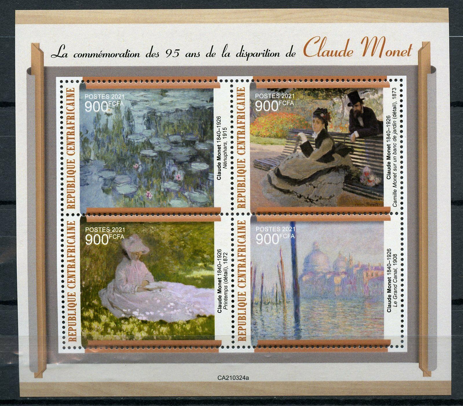 Central Africa 2021 95th Memorial of Claude Monet Sheet Mint NH ...