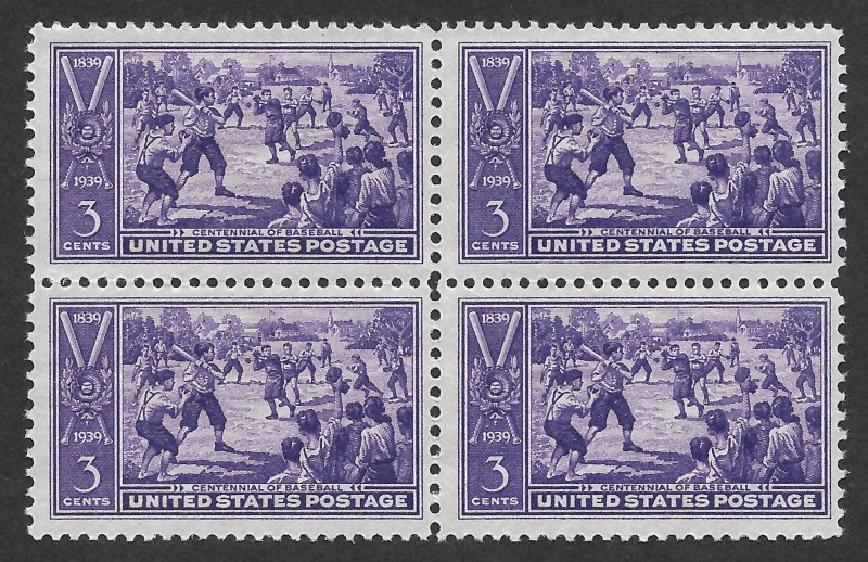 MNH 1939 VF-XF Baseball Centenary Block/4 Scott #855** | United States ...