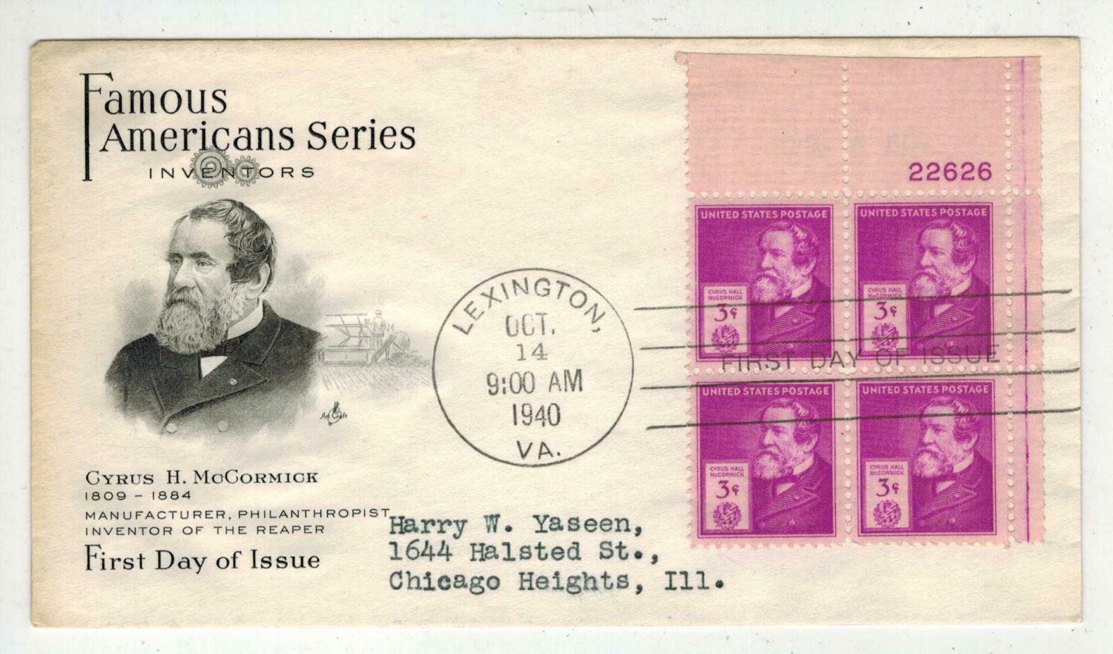 1940 Famous Americans Plate # Block Artcraft 891 Inventor Cyrus ...