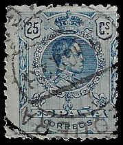 Spain #302 Used; 25c King Alfonso XIII (1909) | Europe - Spain ...