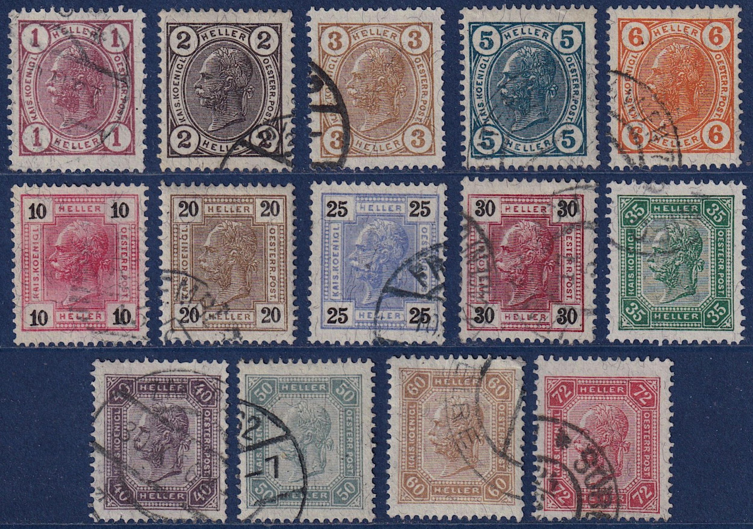 Austria - 1905 - Scott #86-89,91,97-105 - Franz Josef | Europe ...