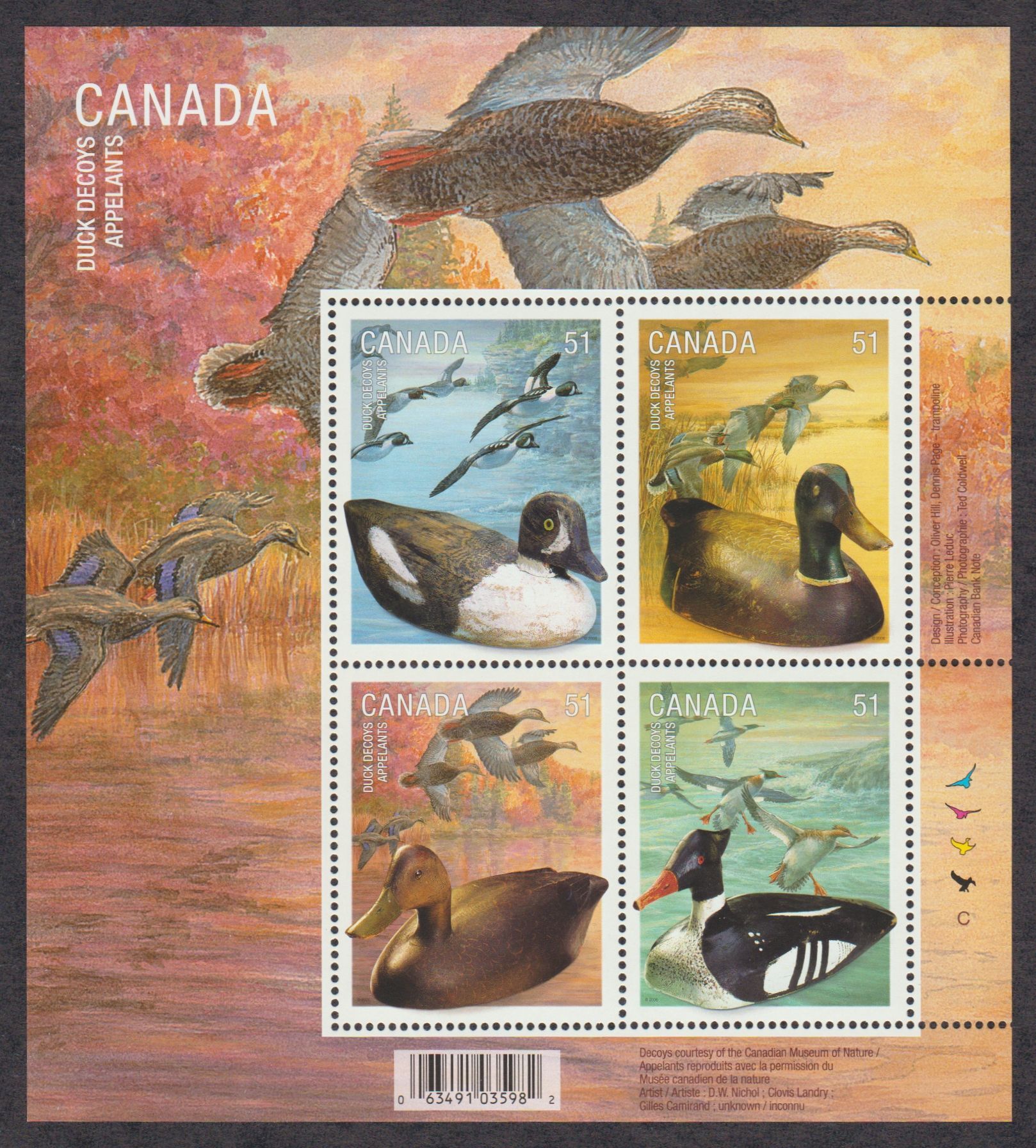 Canada - Scott # 2166b - Duck Decoy - Souvenir sheet - MNH | Canada ...