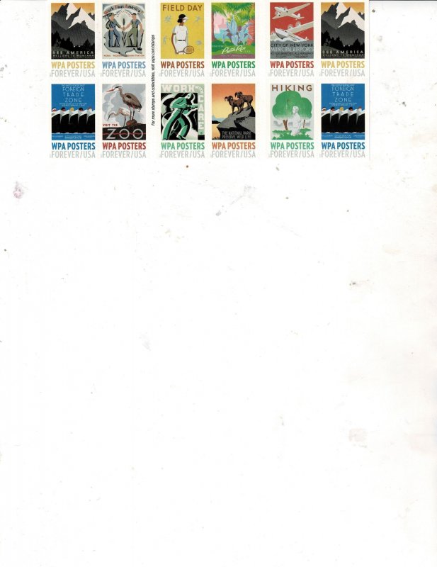 WPA Poster Forever US Postage Booklet of 20 stamps #5180-89b VF MNH ...