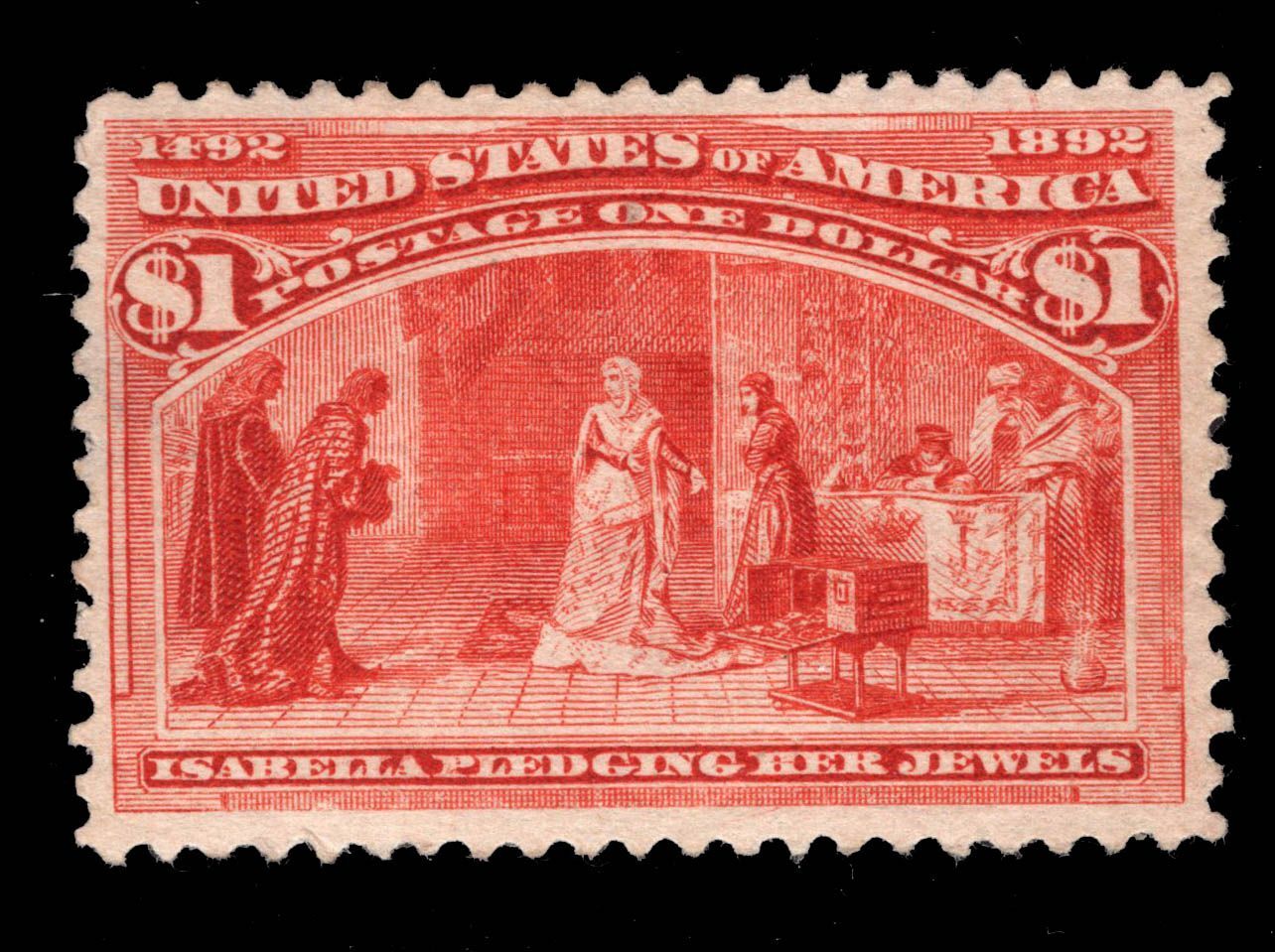 US Stamps # 241 $1 Columbian Mint OG H $1,100 LOT #49342 | United ...