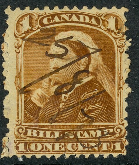 Canada 1868 QV 1c Brown Bill Stamp Revenue VDM. Fb37 Used | Canada ...