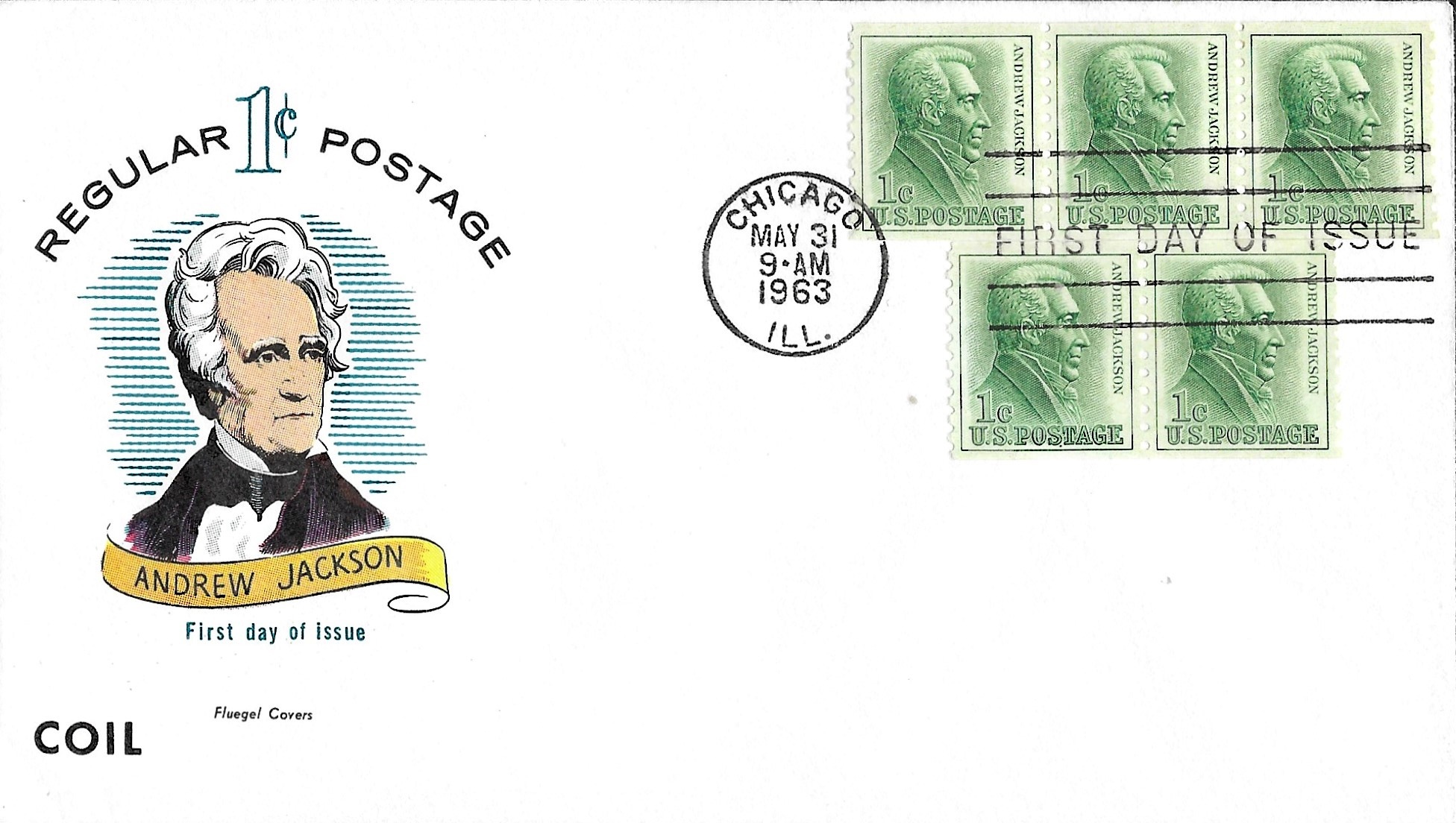 1963 FDC, #1225, 1c Andrew Jackson, Fluegel Covers | United States ...