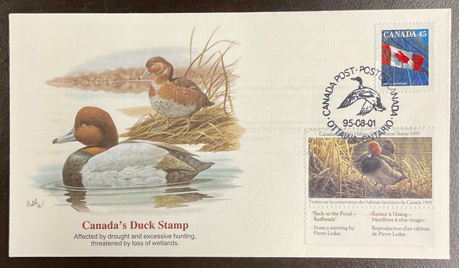 Canada 1361 Fleetwood Duck Stamp Cover w/Canadian Wildlife Conservation ...