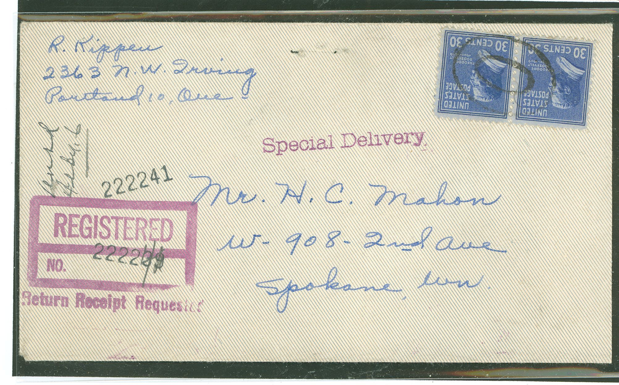 US 829 1953 A pair of 30c Theodore Roosevelt (Presidential/prexy series ...