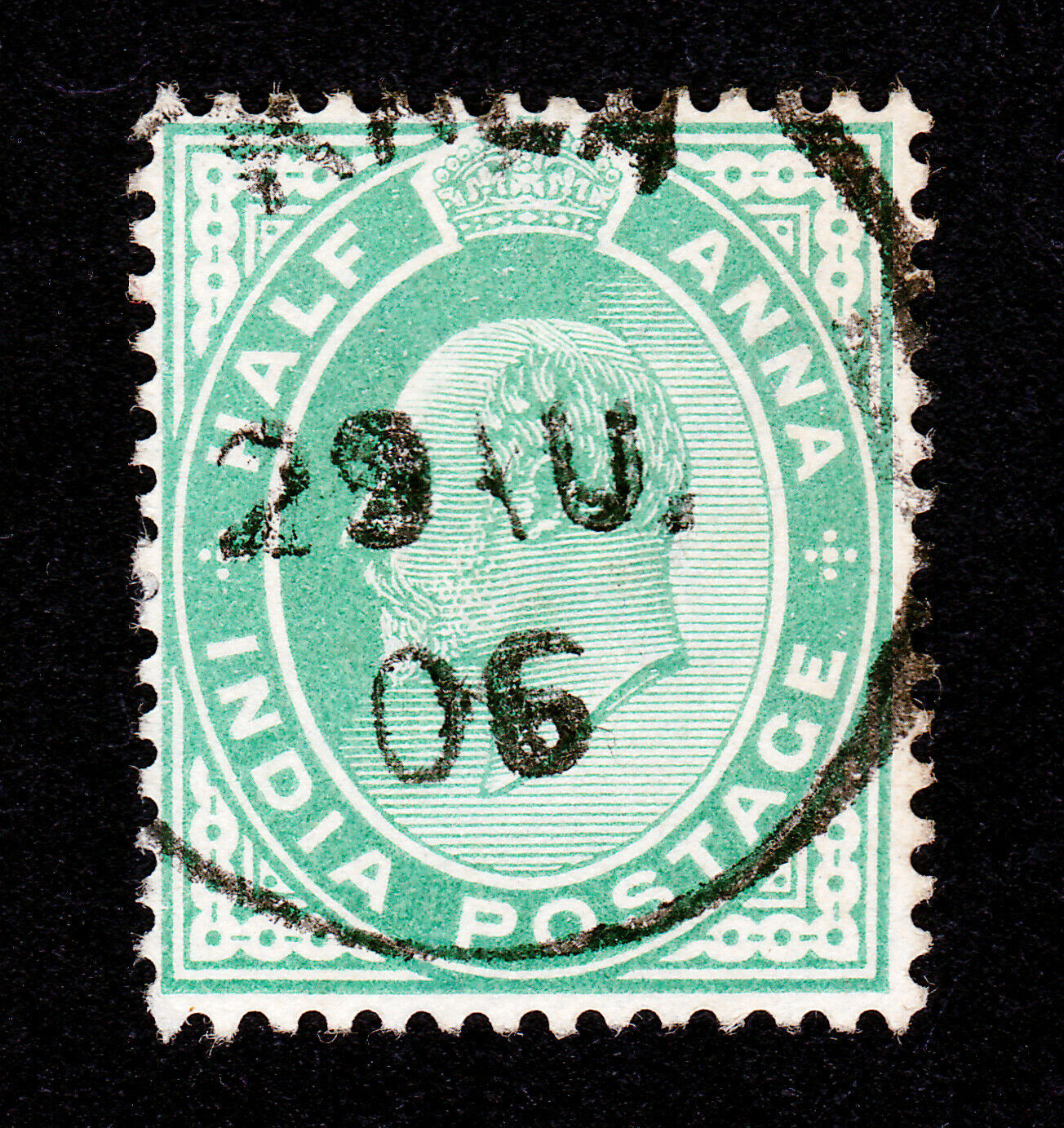 INDIA EDWARD VII POSTAGE HALF ANNA STAMP 1902 USED (STAR WATERMARK ...