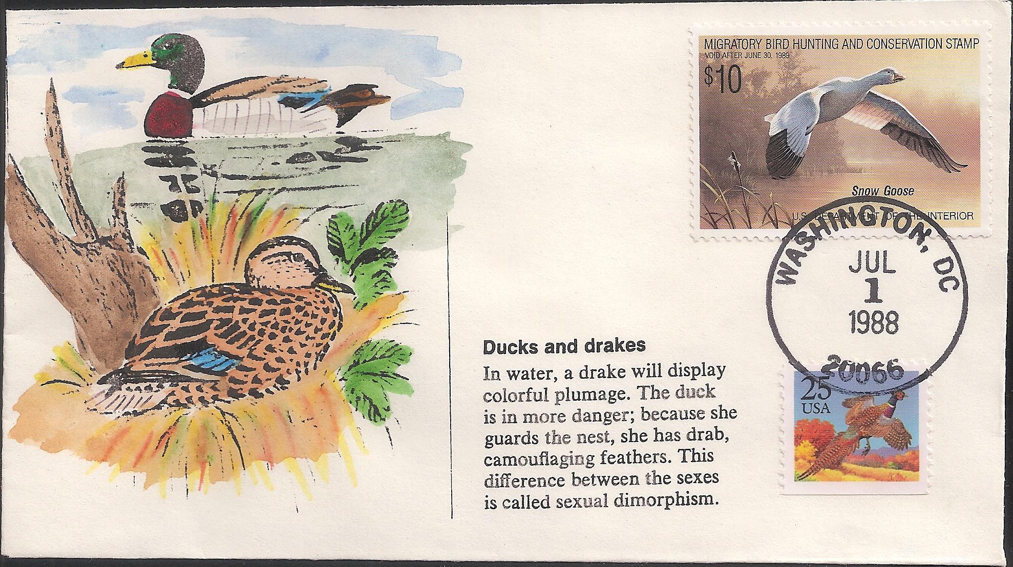 Erwin Meissner Hand Painted Combo FDC for the 1988 Federal Duck Stamp ...