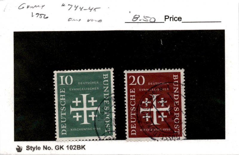 Germany, Postage Stamp, #744-745 Used, 1956 Protestant Symbol (AI ...
