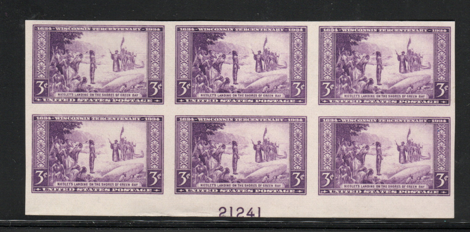 ALLY'S STAMPS US Scott #755 3c Wisconsin Imperforate [6] Mint, OG LH [Q ...