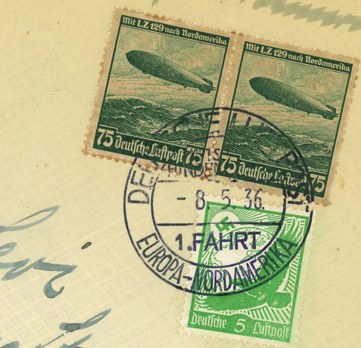 Germany to USA LZ-129 Airship Hindenburg 1936 Europe North America ...