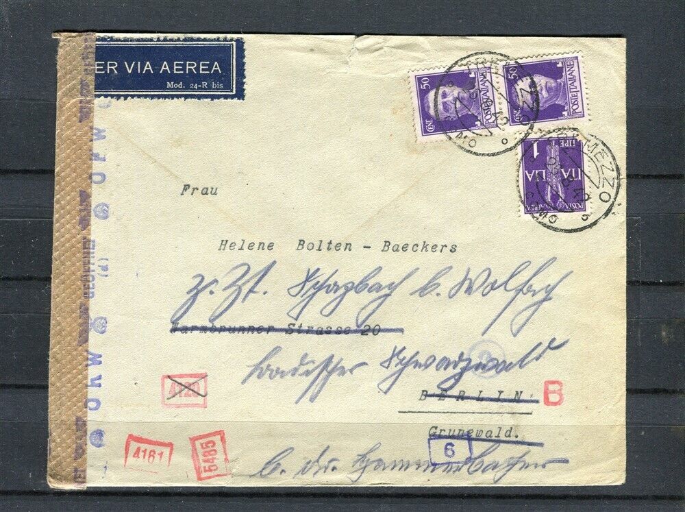 GERMANY; INCOMING WWII CENSOR COVER 1940 fine used from, Italy | Europe ...