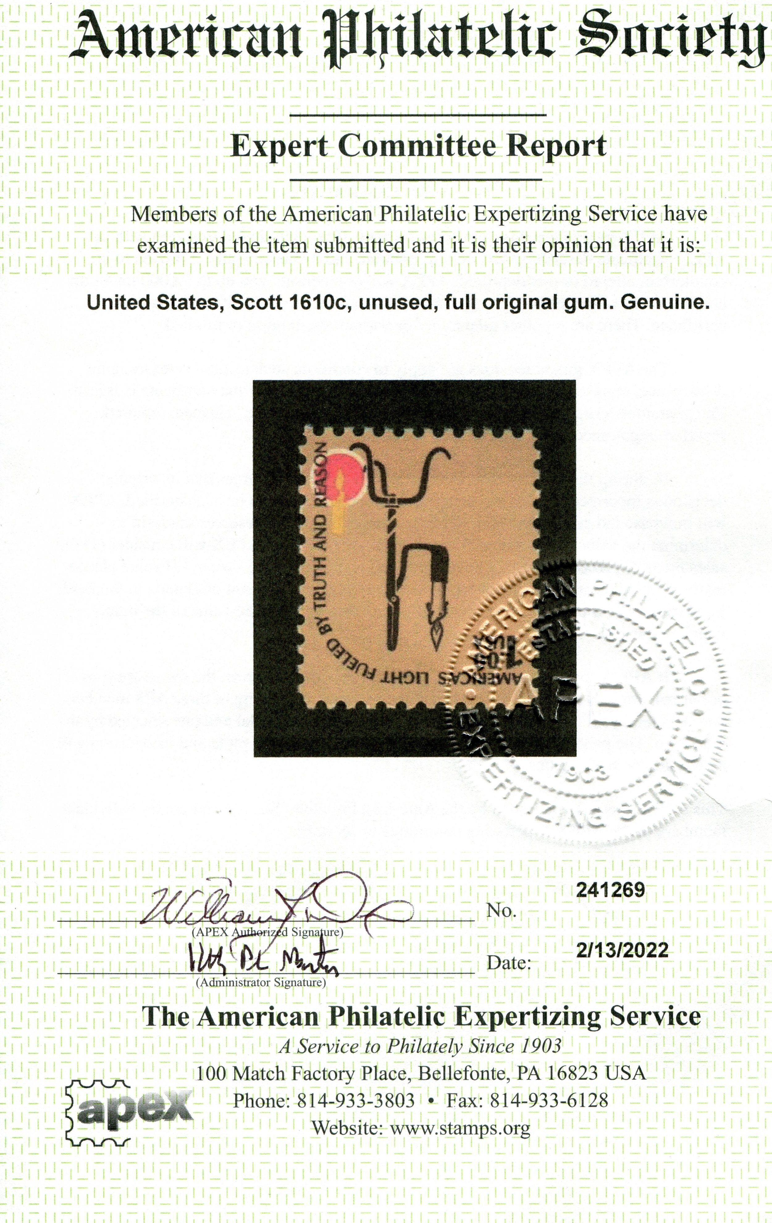 1610c 1979 $1 Americana Series, Rush Lamp Invert, Certified. Mint NH OG ...