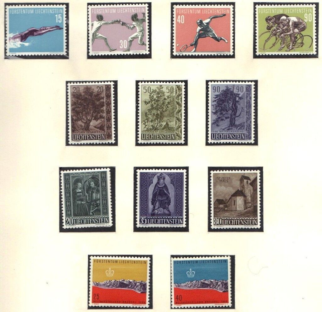 Liechtenstein 1958-62 Coll of 60 Stamp Mint in Sets +2 S/S Sheet Sc 320 ...