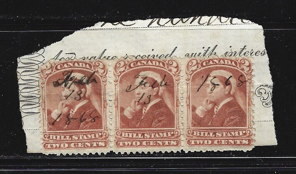 Canada Revenue - #Fb39 - 2c Queen Victoria Bill Stamp Used Strip on ...