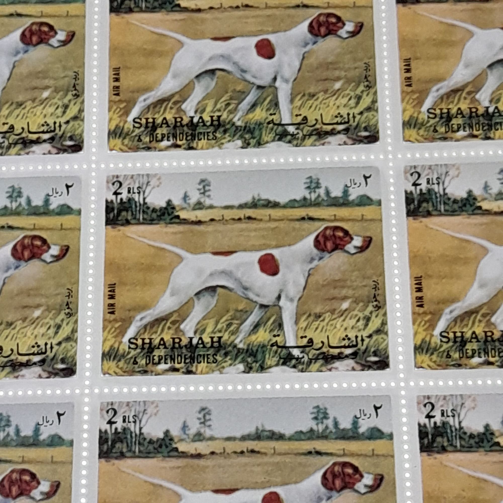 Sharjah pointer dog stamp 1972 Sheet Perf Unhinged | Middle East ...